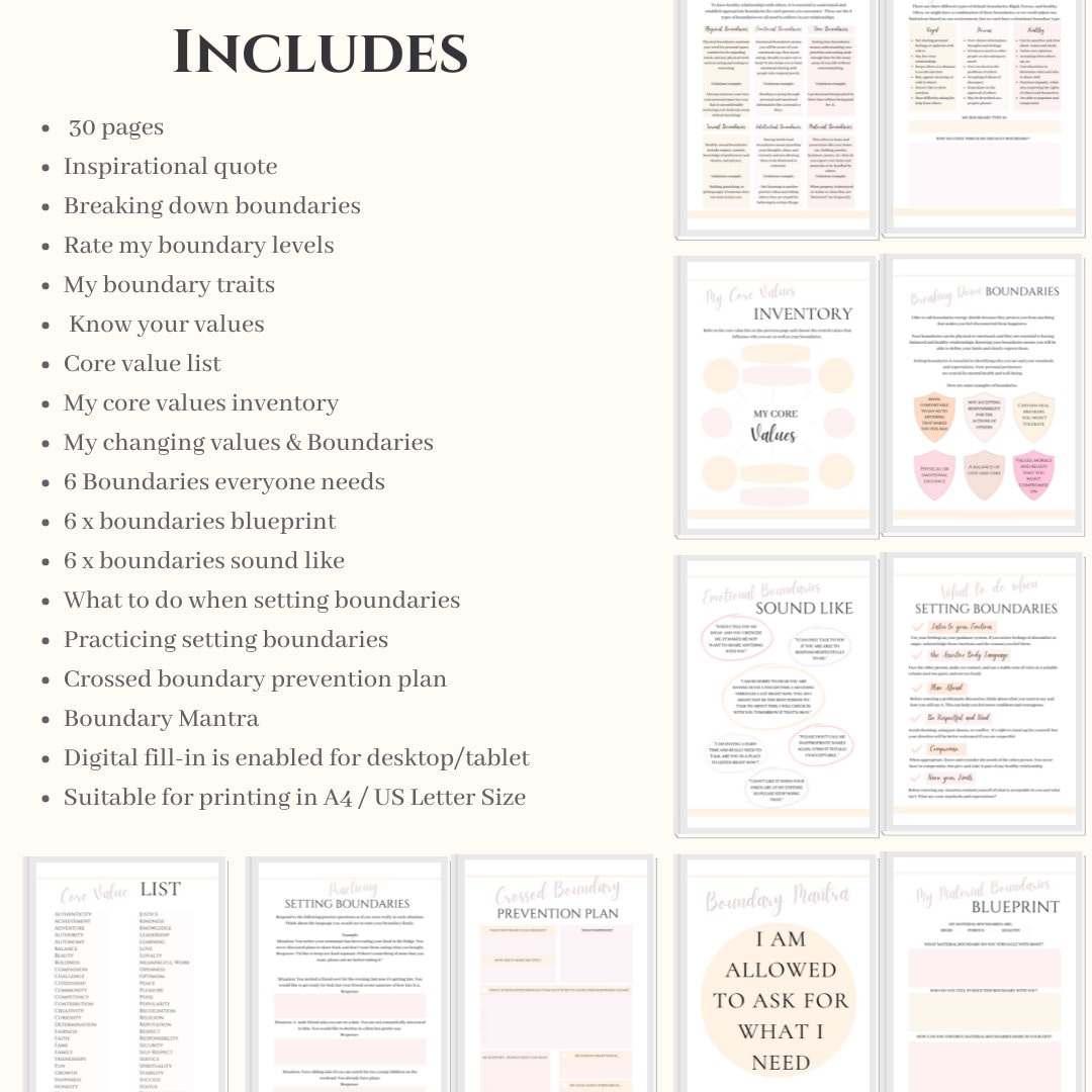 Boundaries Worksheets Boundary Workbook Setting Healthy Boundaries ...