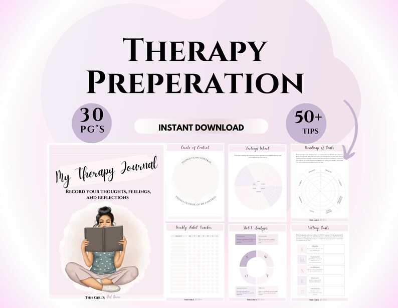 Therapy Journal Mental Health Reflection Tool Therapy Preparation Guide ...