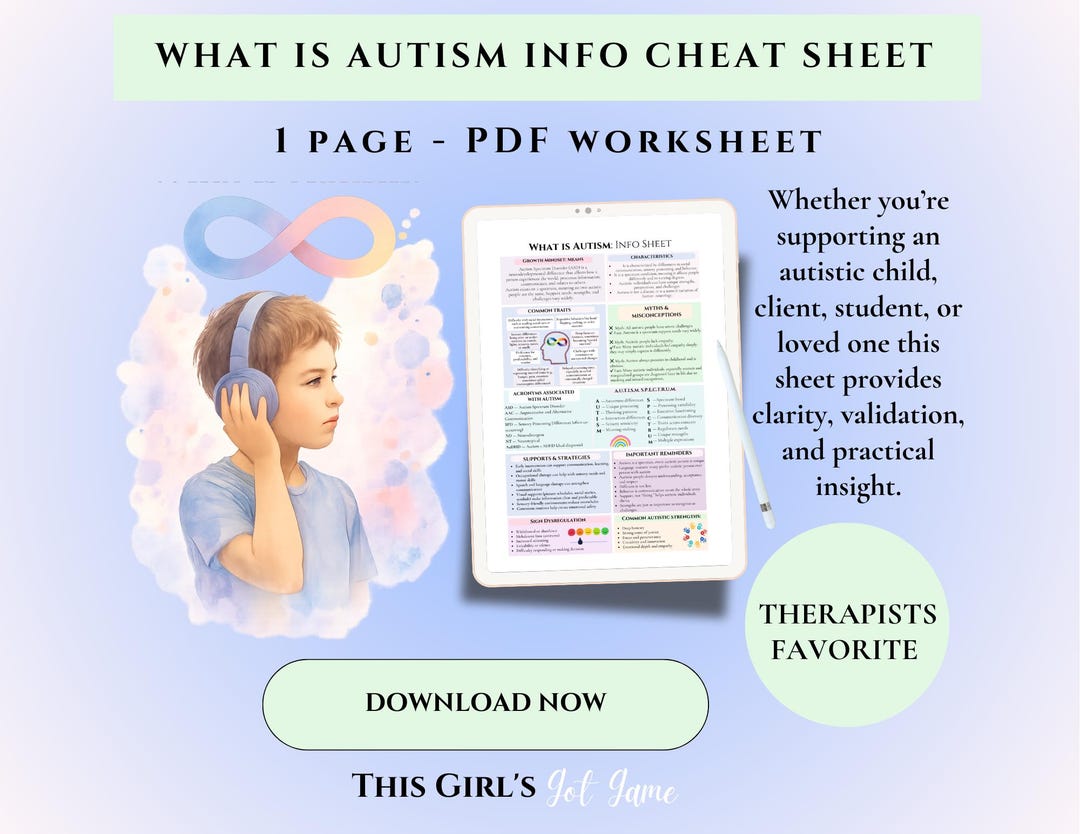 What is Autism Cheat Sheet Autism Spectrum Worksheet ASD Neurodiversity ...
