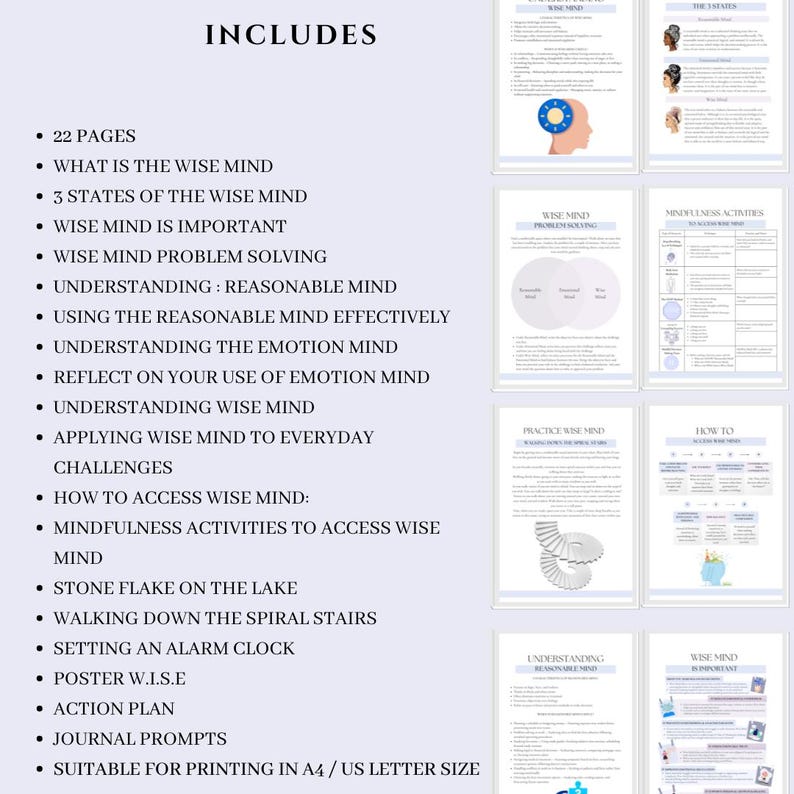 DBT Therapy Worksheets Wise Mind Therapist Tools Dialectical Behavior ...