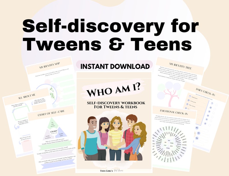 Teen Discovery Identity Journal Core Values Worksheets Kids Tween ...