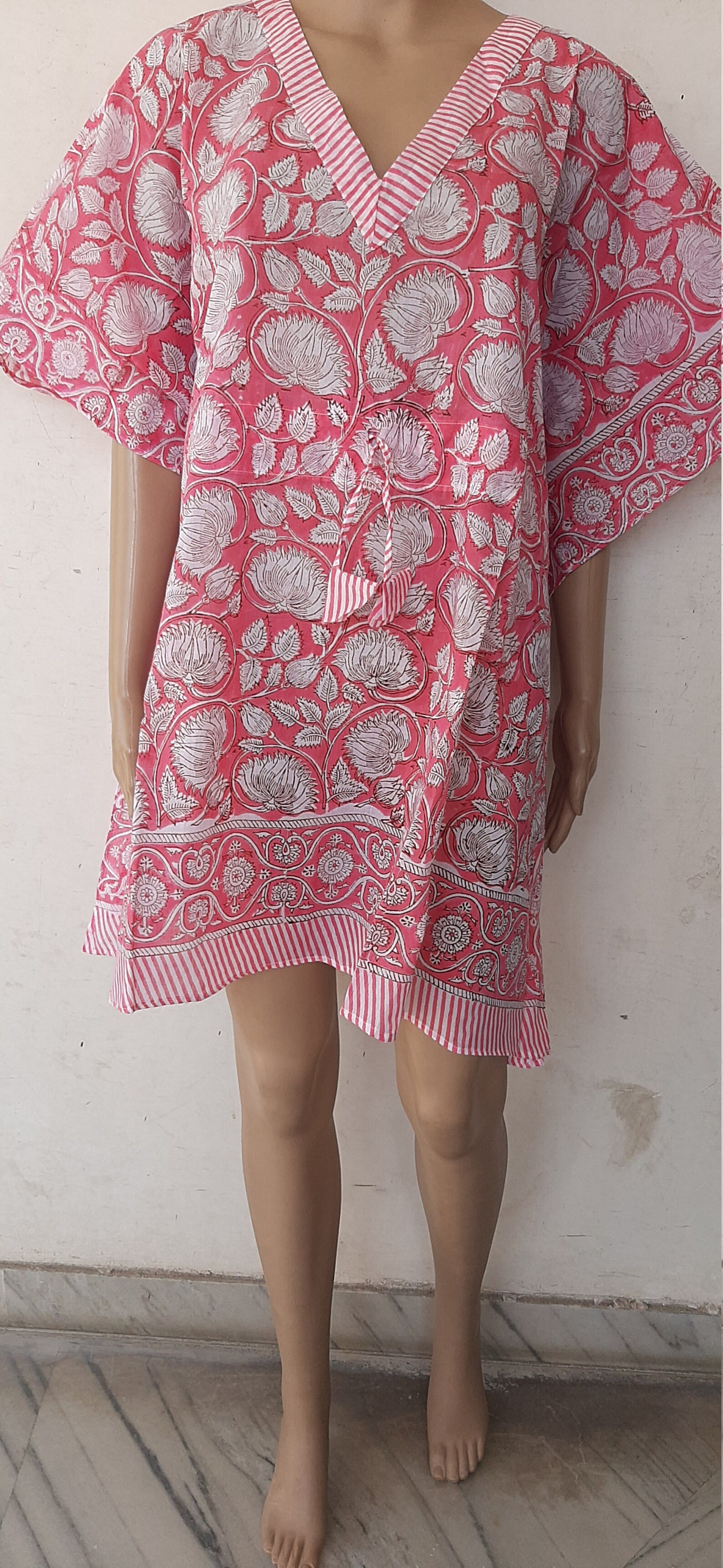 Indian Cotton Kaftan For Women Floral Hand Block Print Kaftan Etsy