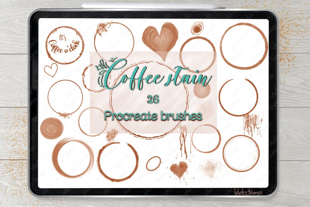 Procreate Brush Stamp Coffee Splash Stain Mark, Watercolor, Handdrawn ...