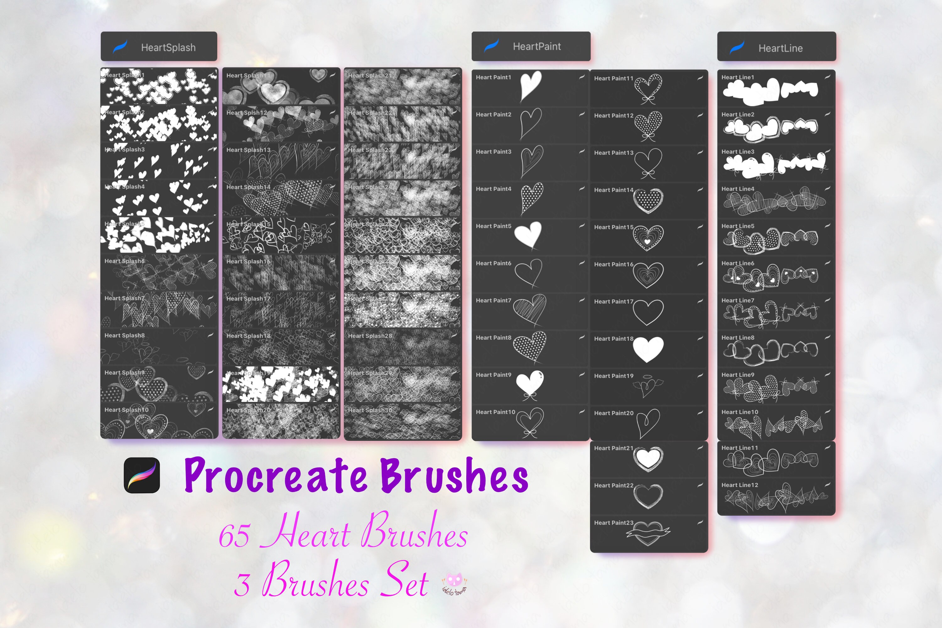 65 Heart Hand Drawn Brushes Procreate,doodle,valentine,self Love,stamp ...