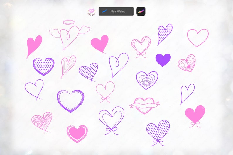 65 Heart Hand Drawn Brushes Procreate,doodle,valentine,self Love,stamp ...