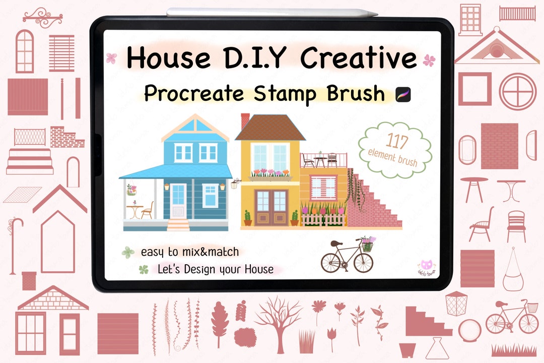 House Builder DIY Design Procreate Brush Stamp,mixmatch,building ...
