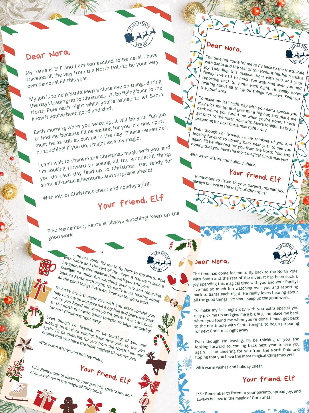 Customizable Printable, Hello and Goodbye Elf Letters, 8.5x11 Letter ...