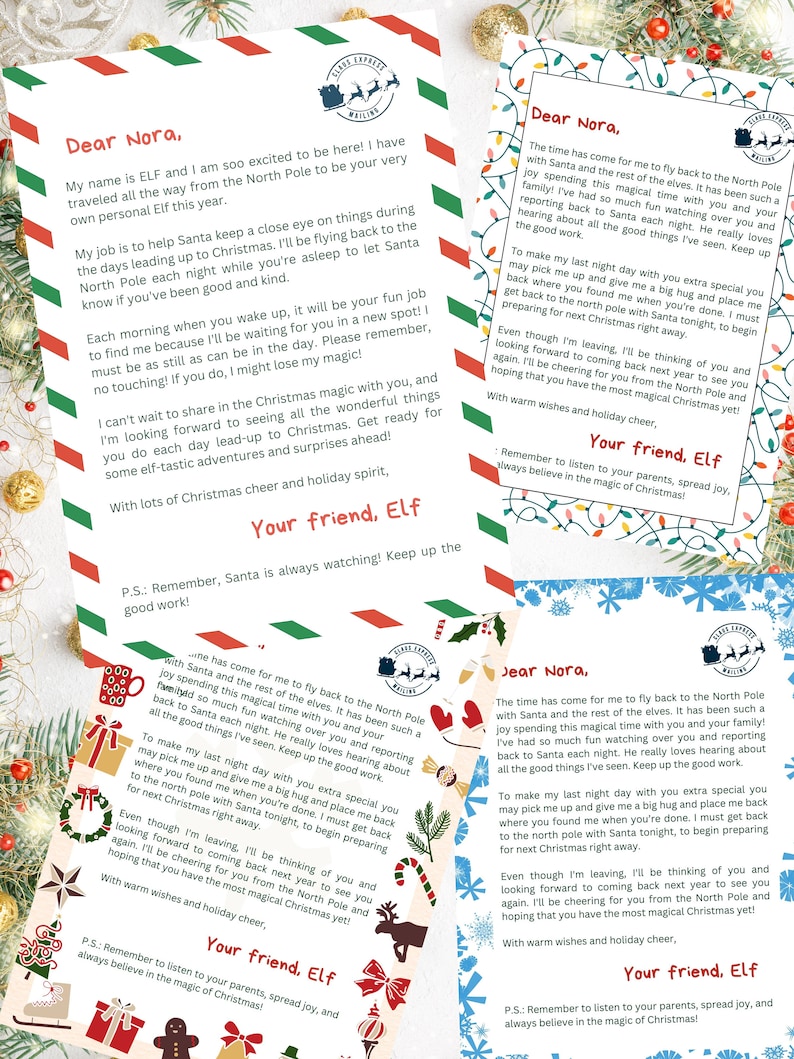 Customizable Printable, Hello and Goodbye Elf Letters, 8.5x11 Letter ...