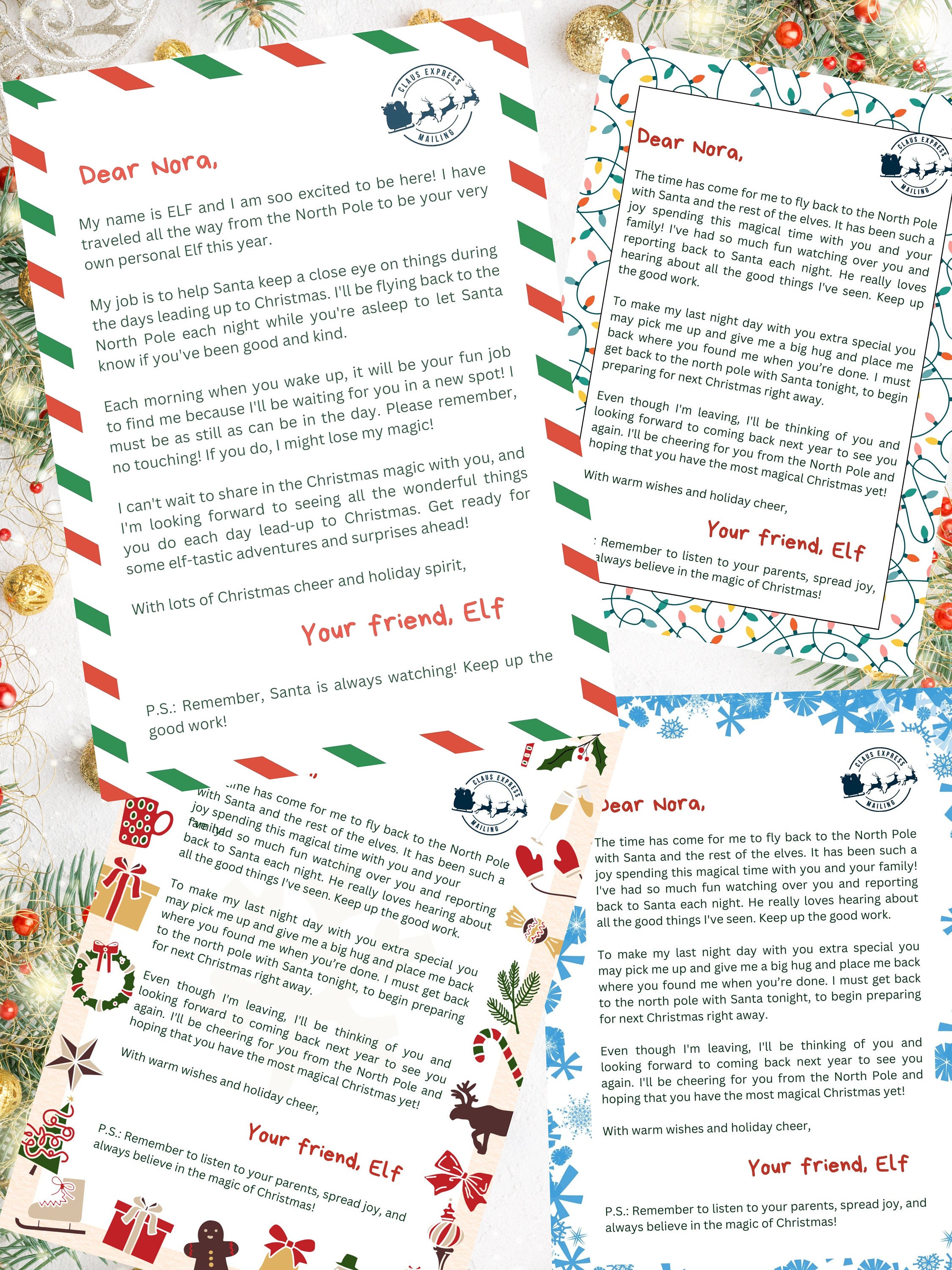 Customizable Printable, Hello and Goodbye Elf Letters, 8.5x11 Letter ...