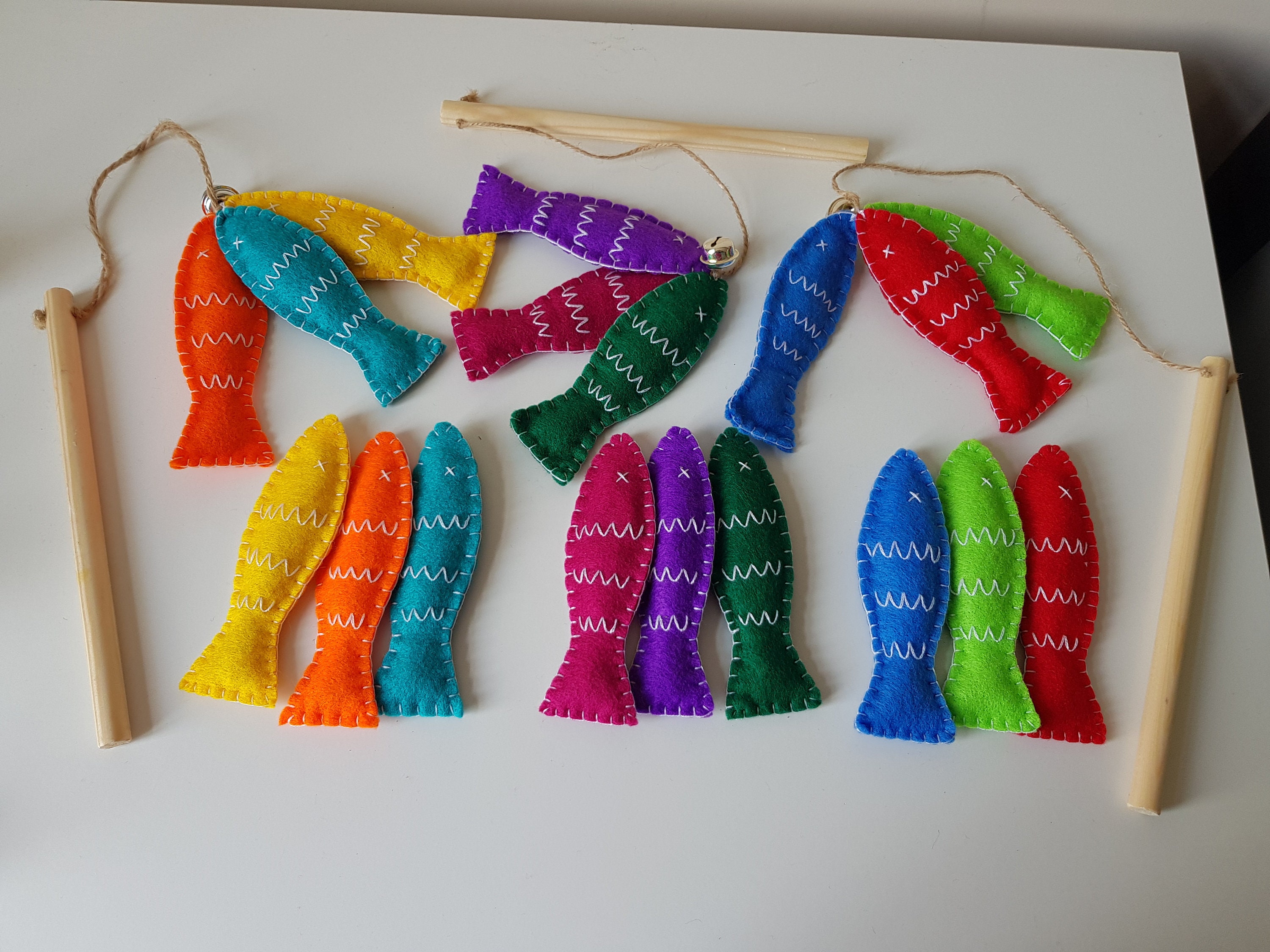 Colorful Catnip Felt Fish Cat Toys / Fishing Rod Cat Toys | Etsy