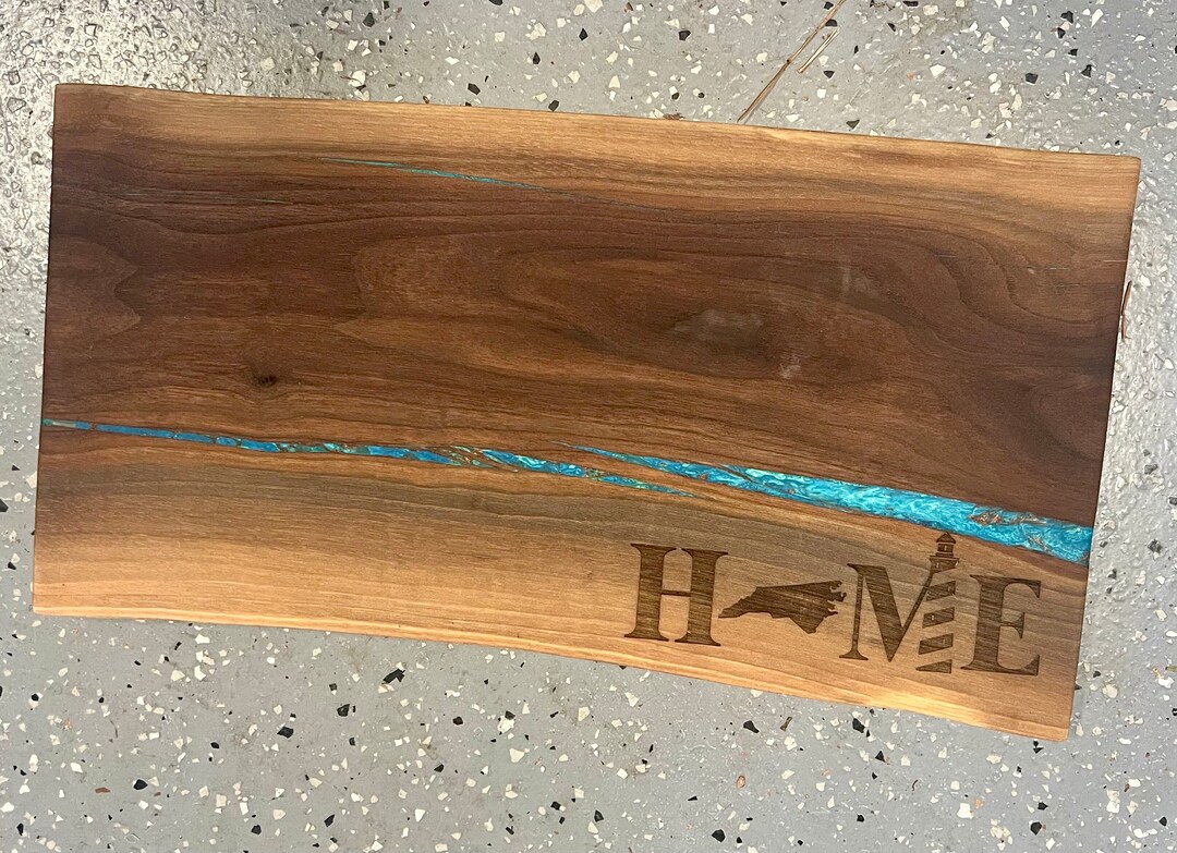 Black Walnut and Turquoise Resin North Carolina Serving Board - Etsy