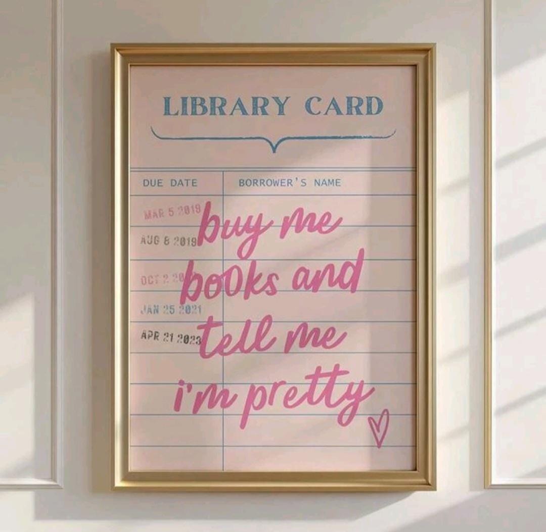 Book Lover Library Card Print: Book Nook Wall Art - Etsy