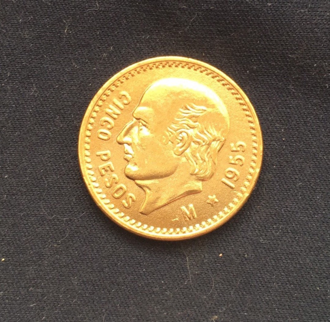 Mexicanos *1955* Cinco Pesos - Gold Effect / Mexican Coins - Etsy