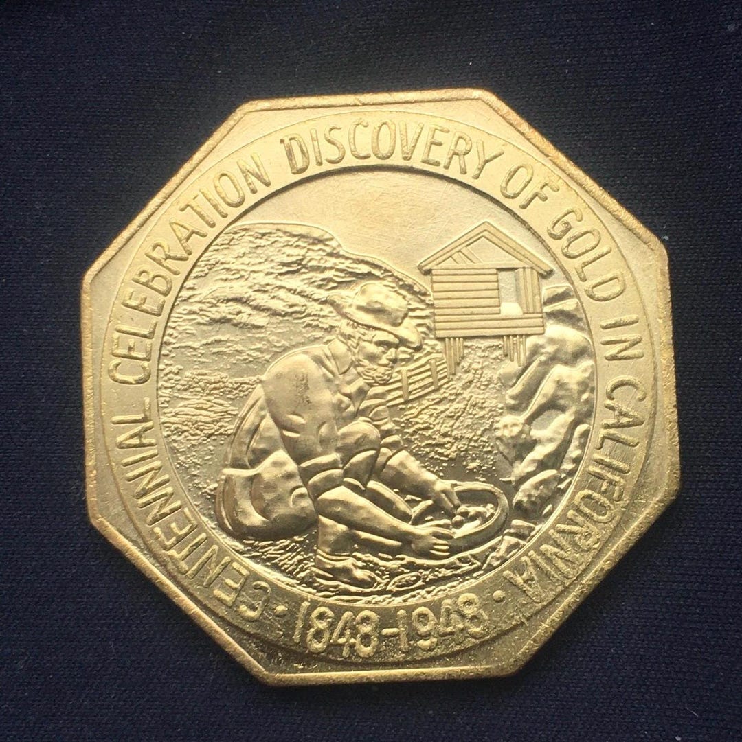 California *1848* Gold Rush - Sutters Mill / James W Marshall / Comemorative Coin / Gold Plated ...