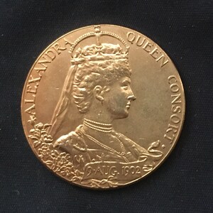 Edward V11 & Alexandra *1902* Coronation Medal -gold Effect / British ...