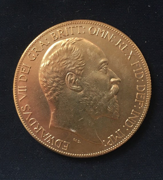 Stunning Edward V11 1902 Five Pounds Gold Plated Coin - Etsy