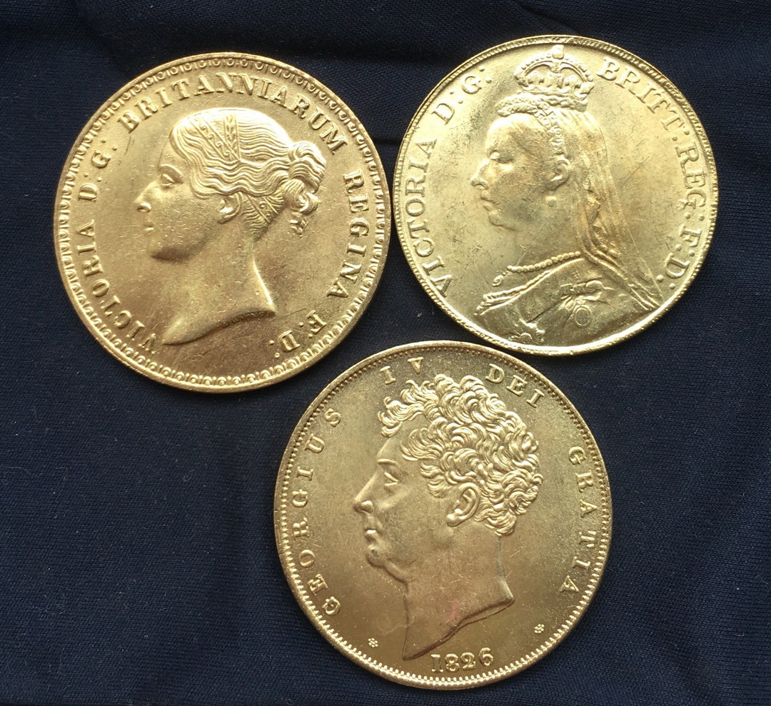 Set of Three - George 1V - Victoria - Five Pounds - Gold Effect ...