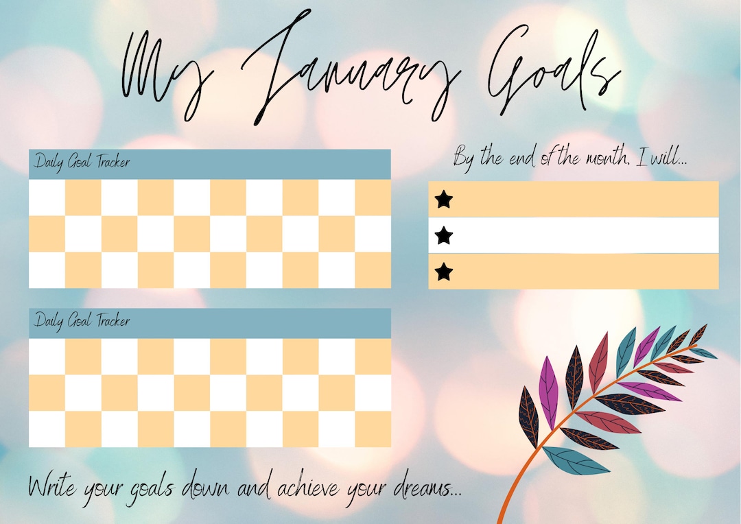 Monthly Goal Setting Tracker/planner Printable (12 Months Included) - Etsy