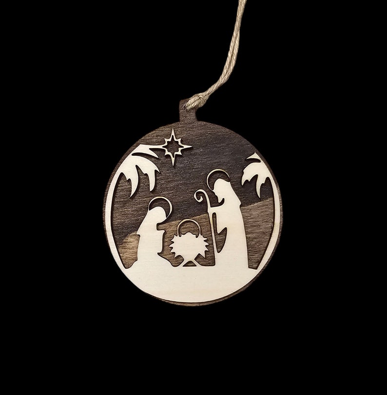 2D Wooden Circle Nativity -- Two Tone - Etsy