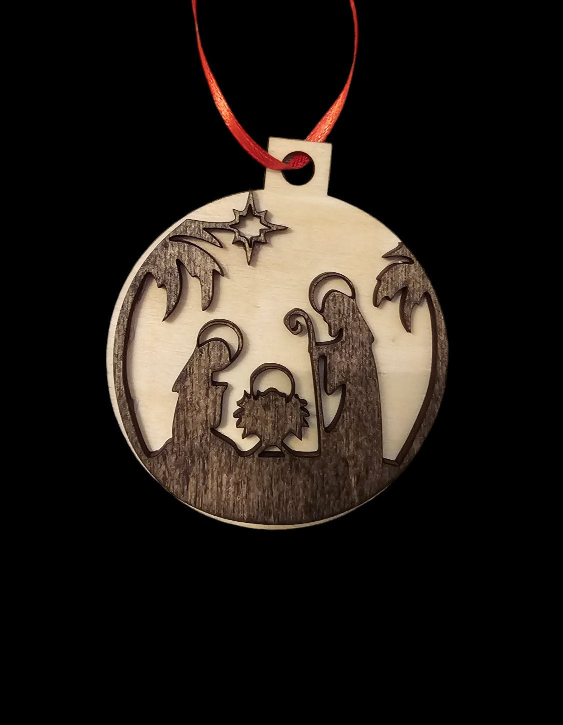 2D Wooden Circle Nativity -- Two Tone - Etsy