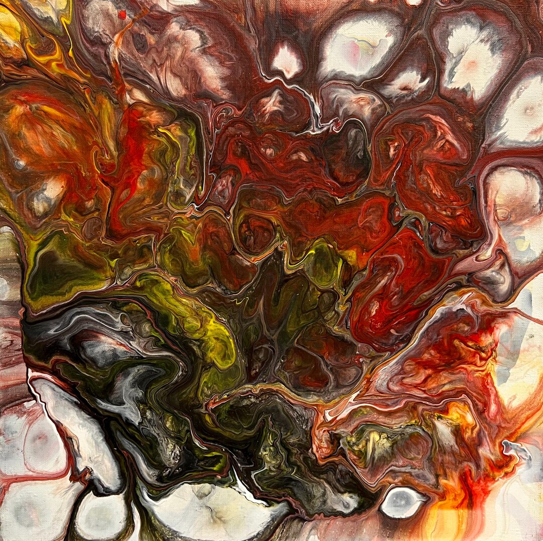 Wild Picture Expressive Abstract Contemporary Painting. Red Energy ...