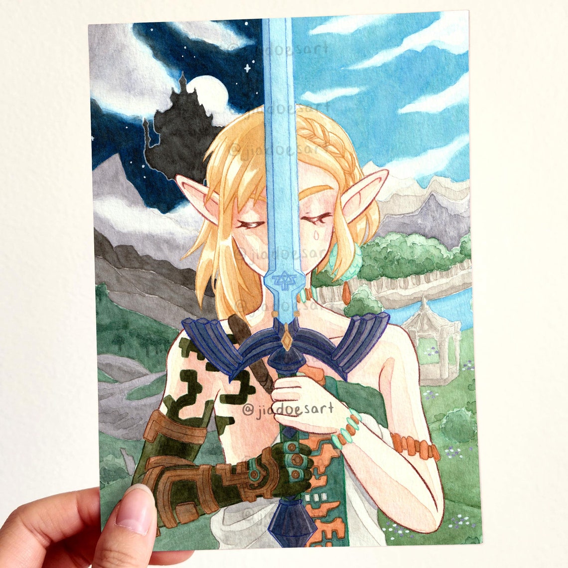Totk A Kingdom Torn Apart Watercolor Anime Art Print, Cute Art Print ...