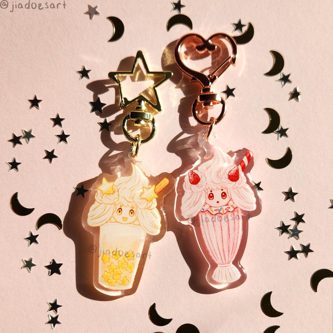 PKMN Milkshake & Boba Double-sided Acrylic Charms With Epoxy - Etsy