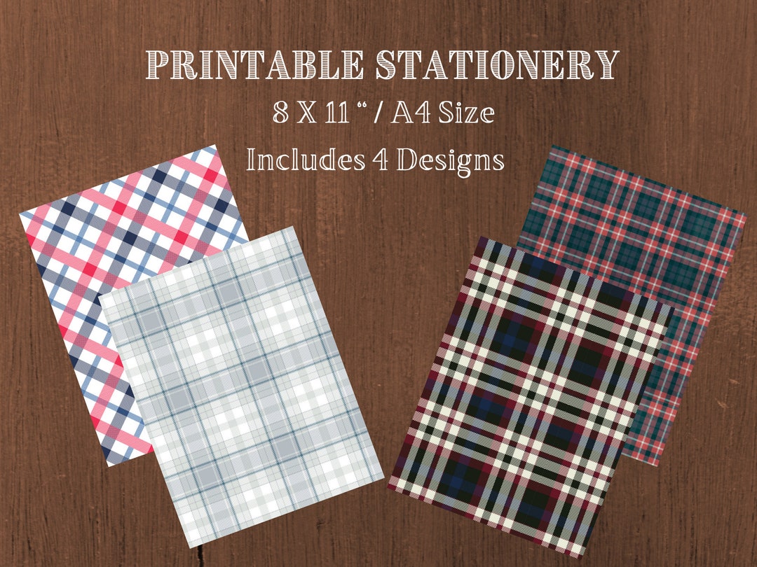 Printable Stationery /4 Different Plaid Designs / Designs Paper ...