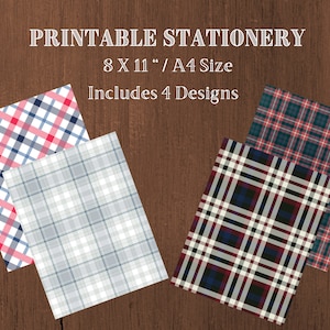 Printable Stationery /4 Different Plaid Designs / Designs Paper ...