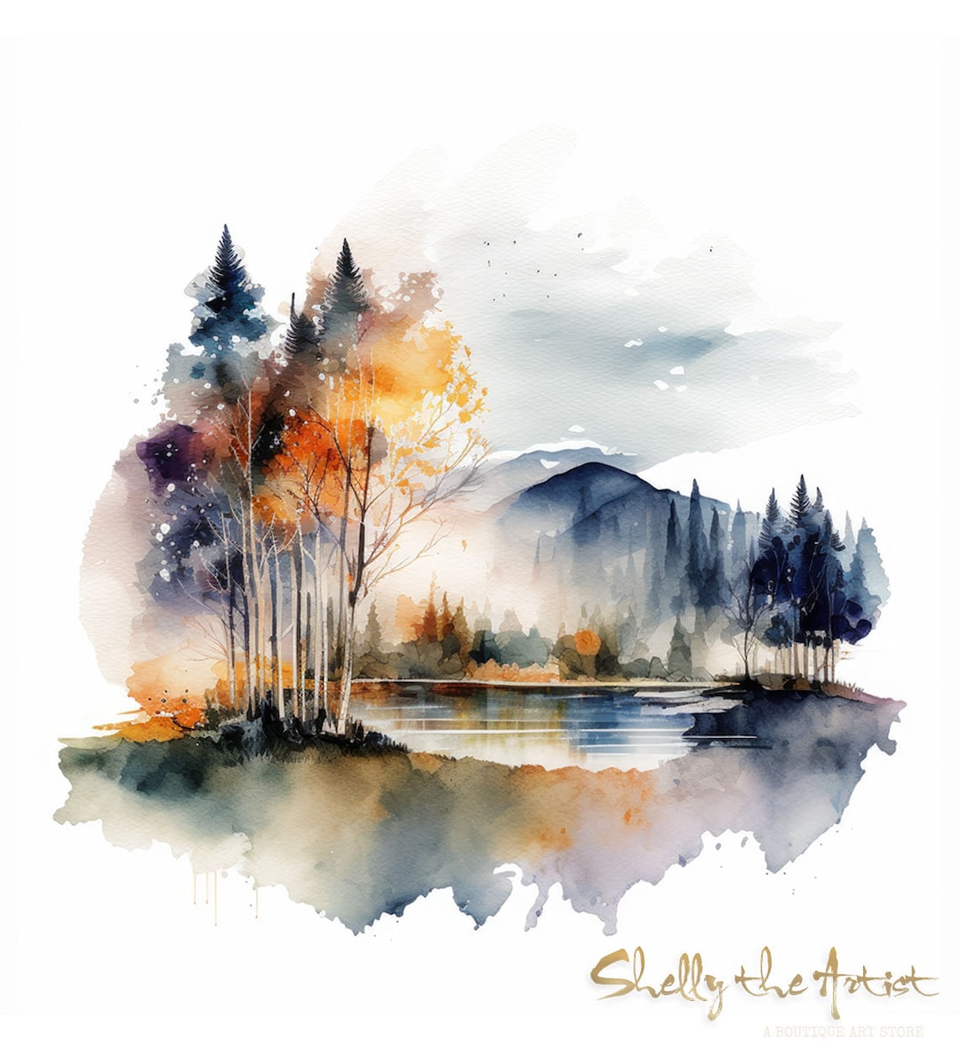 Watercolor Landscape Painting | Calming Colors | Lakes, Mountains and ...