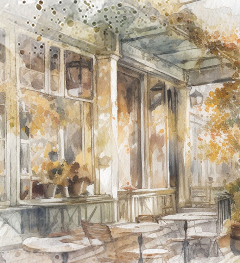 Watercolor Indoor | Calming Colors | Cafe & Architecture | PRINTABLE ...