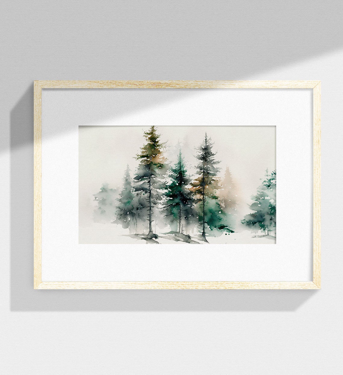 Watercolor Landscape Painting Calming Colors Lakes, Mountains and Trees ...