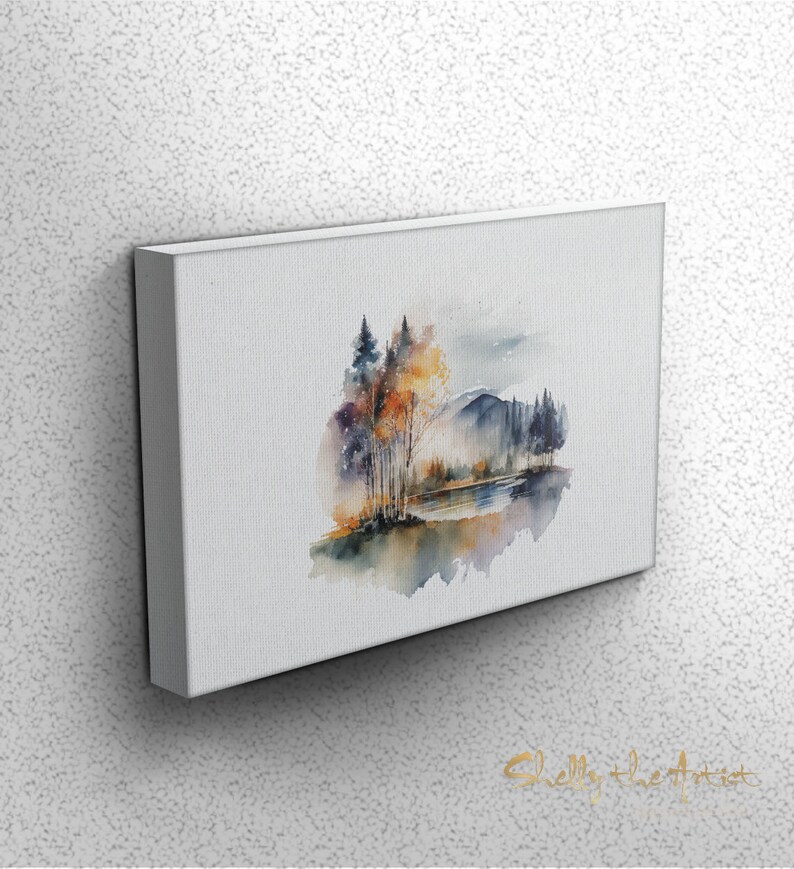 Watercolor Landscape Painting Calming Colors Lakes - Etsy