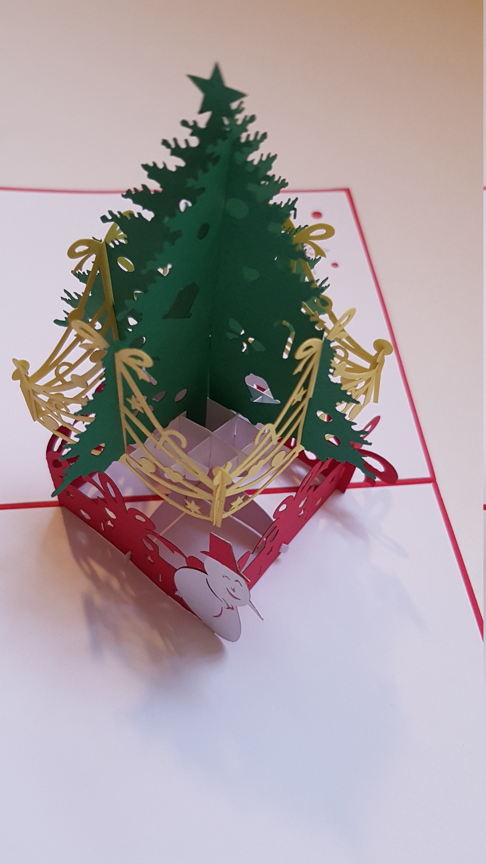 Christmas Origami Handmade Popup Cardnewsanta Under | Etsy