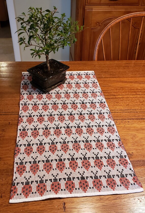 Handwoven Ladybug Table Runner in 100% Cotton | Etsy