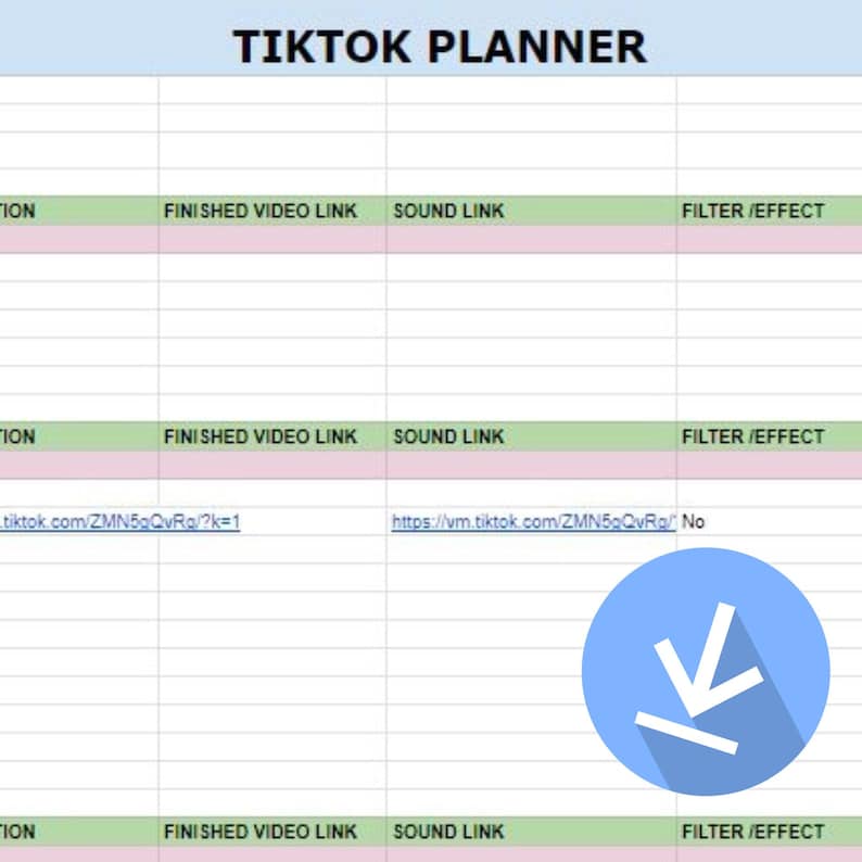 Tiktok Content Planner for Excel or Google Sheets | Social Media ...