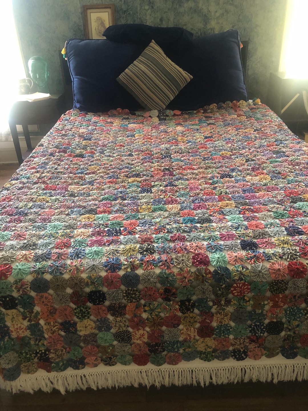1930 Vintage LARGE Yo Yo QUILT Bedspread Handmade With Incredible ...