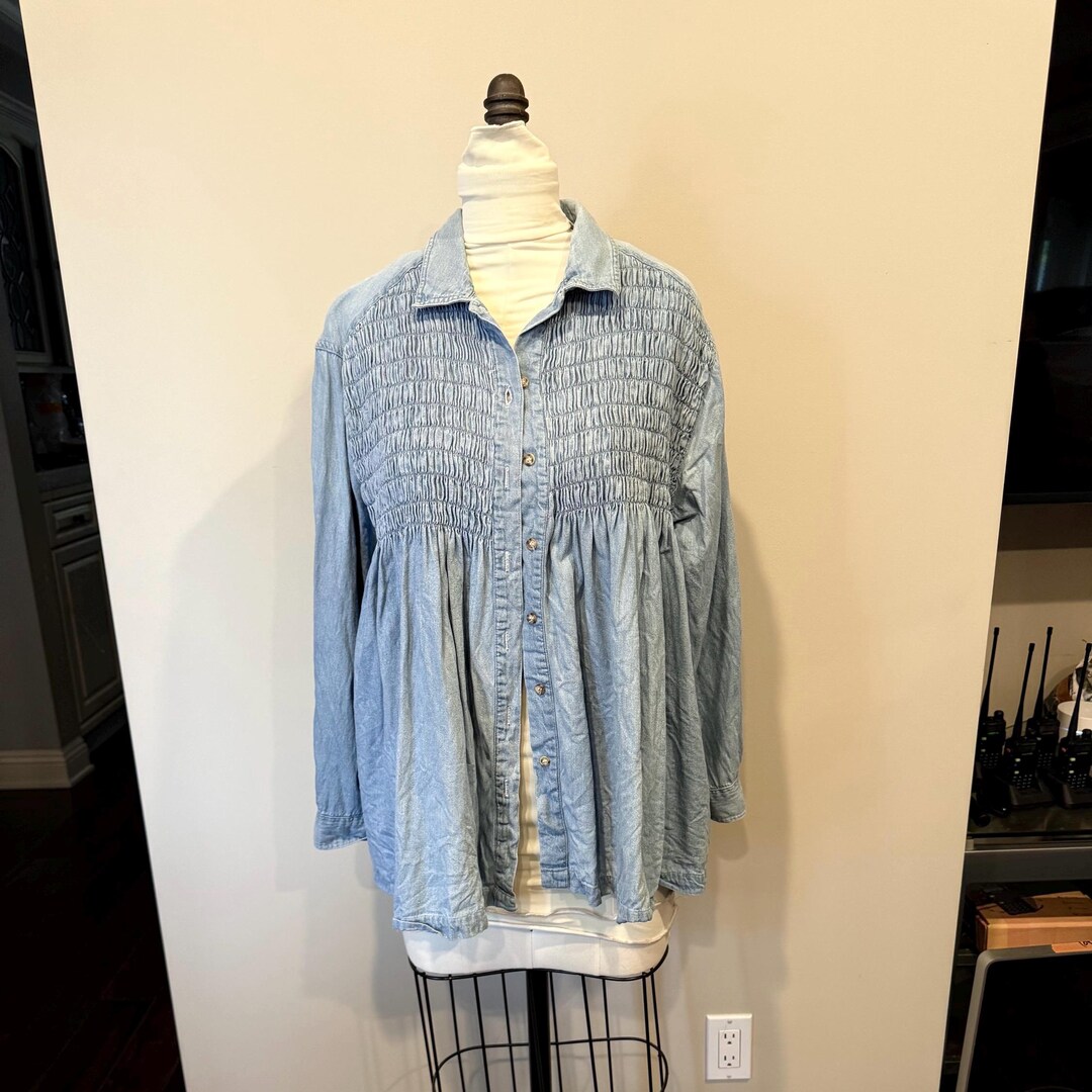 VINTAGE 80s MATERNITY or Just Wear Loose Long Sleeve Button Down Oxford ...