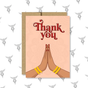 Thank You Desi Greeting Card Folded Indian Wedding Thank You Card With ...