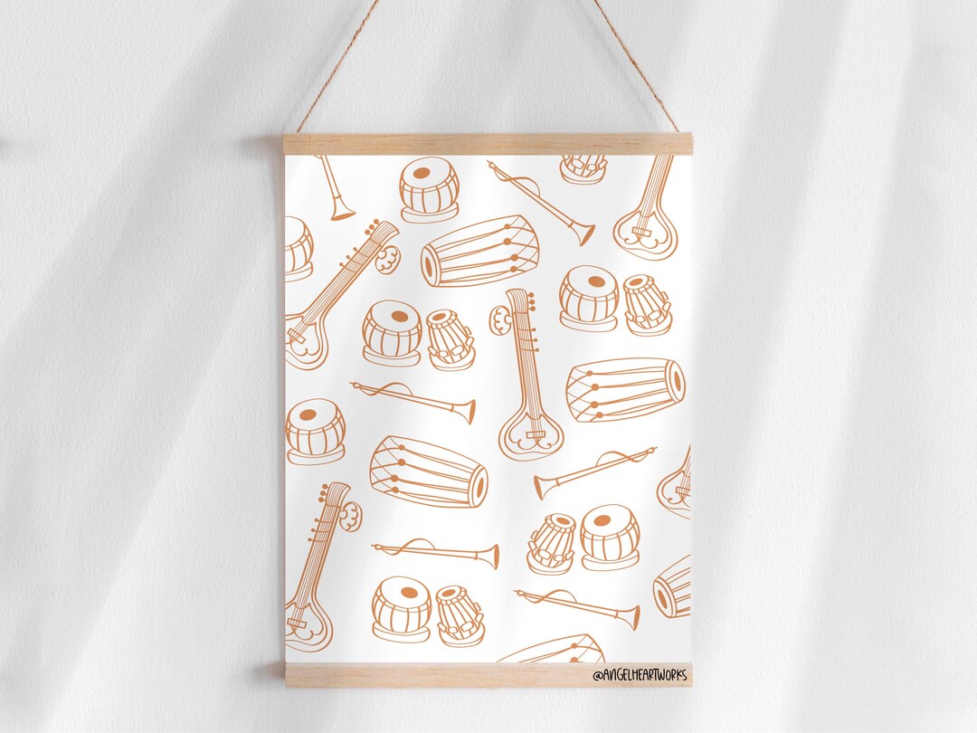 Indian Instruments Art Print | Indian Home Decor, Indian Music Lover ...
