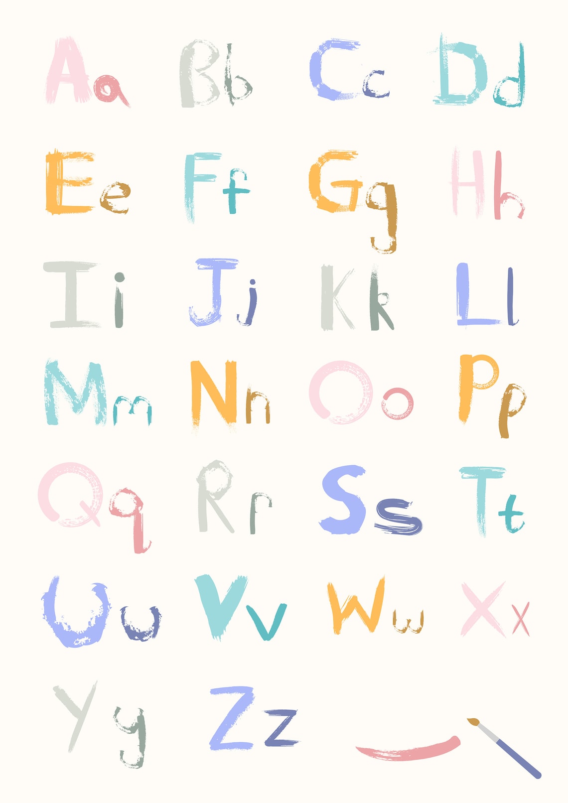 Alphabet Print ABC Pastels Alphabet Poster for Nursery Child | Etsy