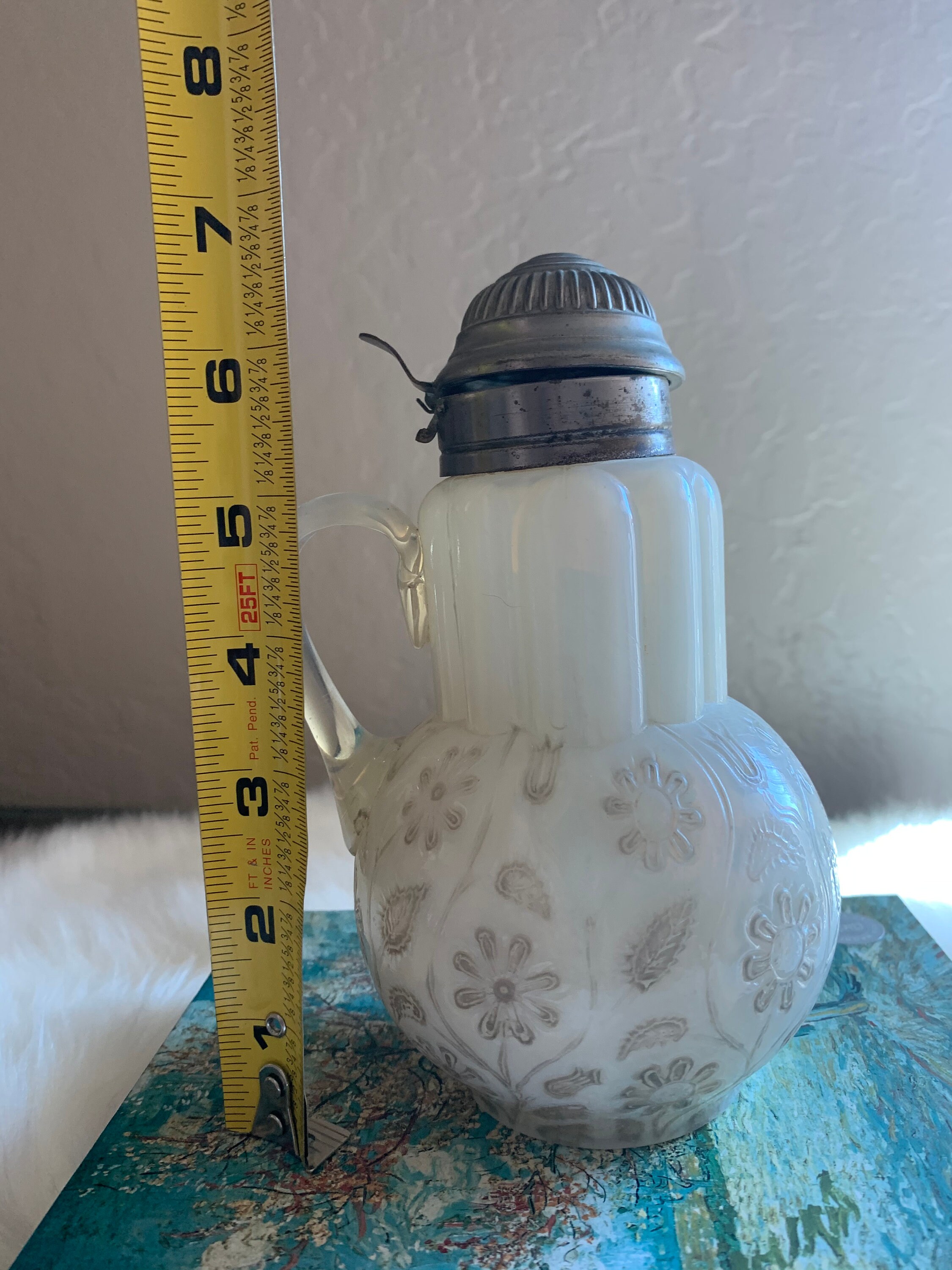 1890's Findlay Onxy Glass Pitcher With Metal Lid - Etsy