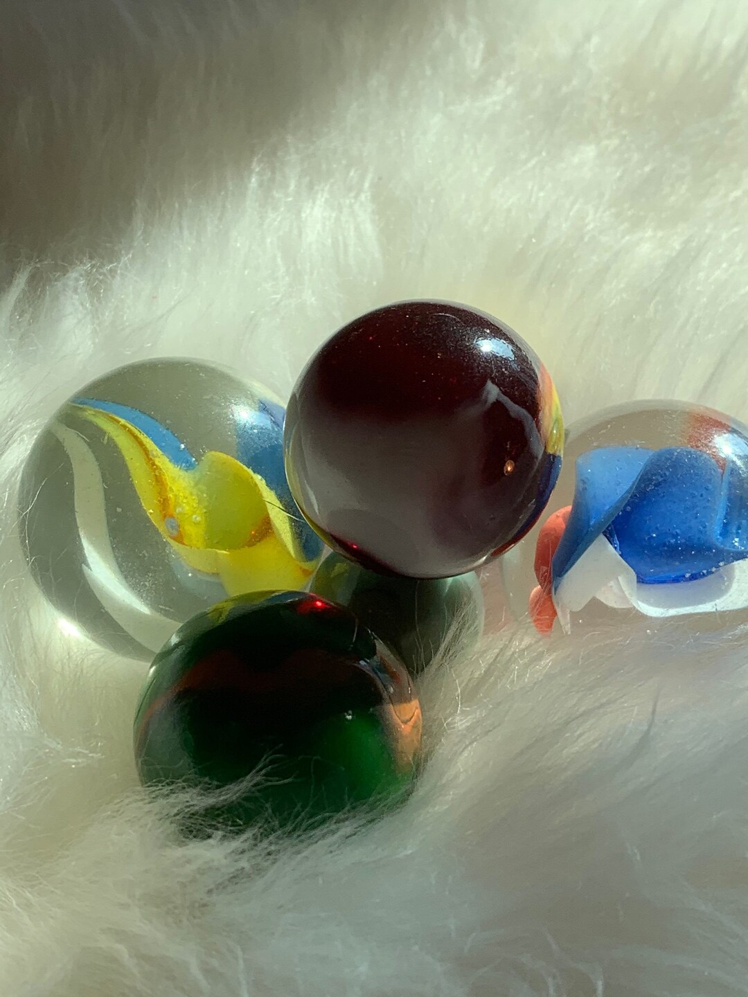 Vintage Large Marble Pairs | Choose Clear, Red or Green | Vintage - Etsy