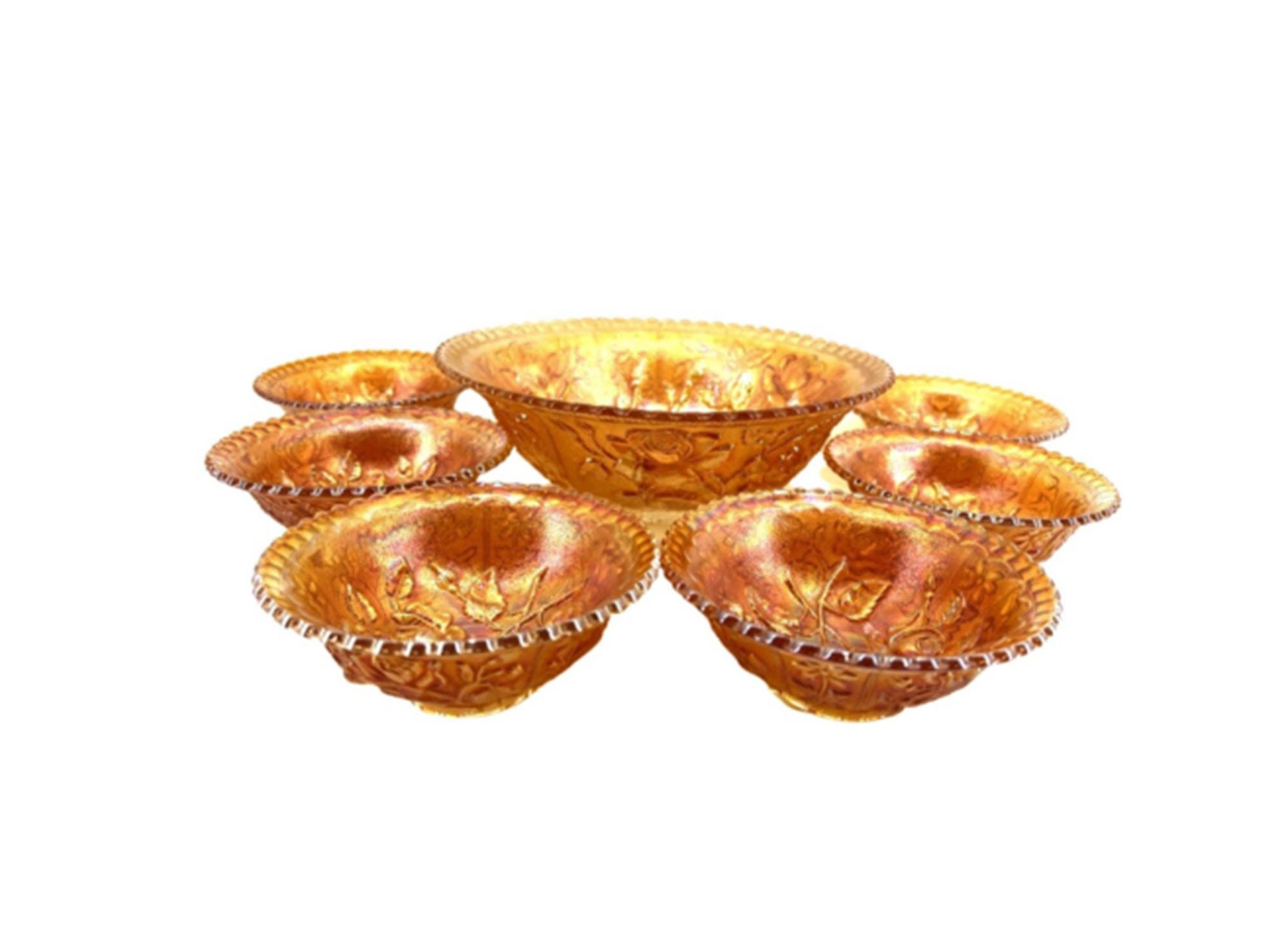 Imperial Glass 7 Piece Bowl Set | Serving Bowl With 6 Bowls | Marigold ...