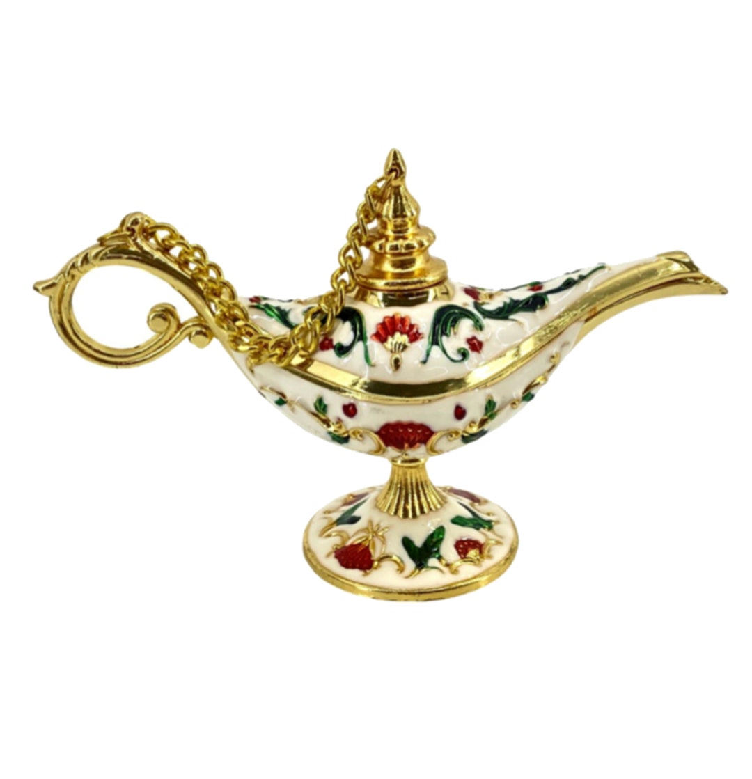 Enamel Aladdin Lamp | Removable Lid | White Background | 3.5" H ...
