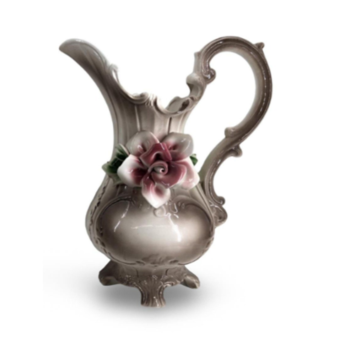 Capodimonte Tall Pitcher With 1 Roses. 12.5" H | Made in Italy ...