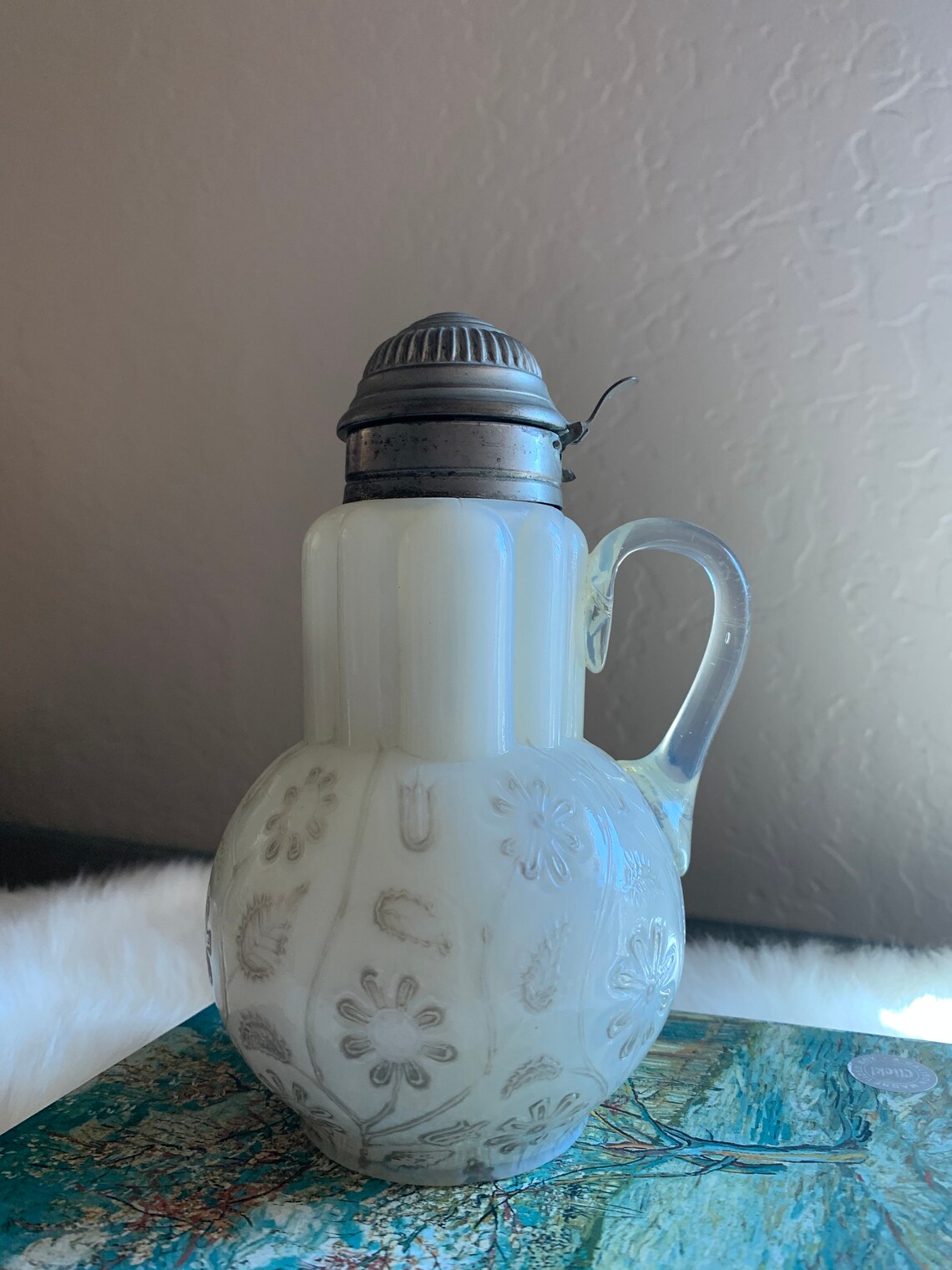 1890's Findlay Onxy Glass Pitcher With Metal Lid - Etsy