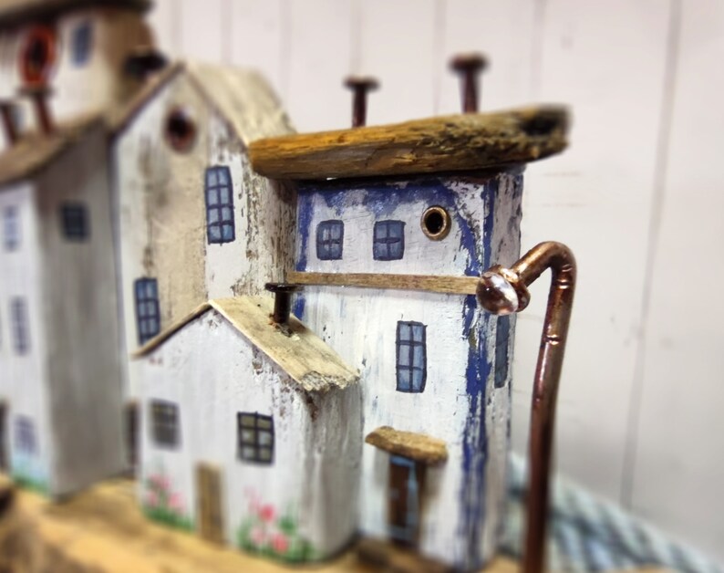 Driftwood Big White Key Holder Cottages Wall Hanging - Etsy