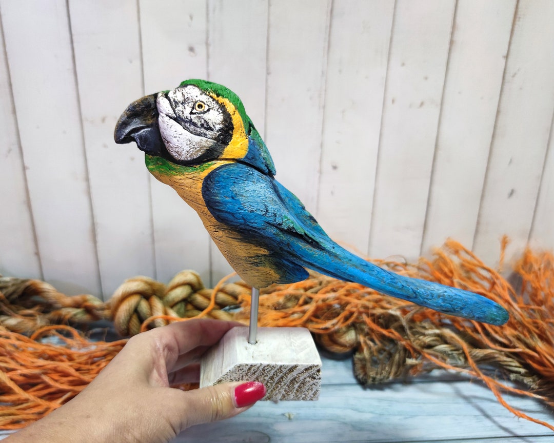 Wooden Parrot | Sculpture Bird | Art Decor Jaco | Wooden Parrot - Etsy