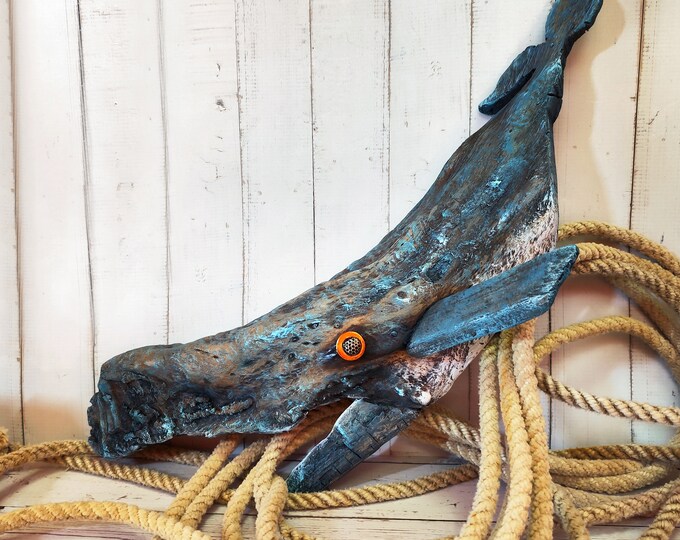 Driftwood Whale Moby Wall Art | Reclaimed Wood Decor Fish - Etsy